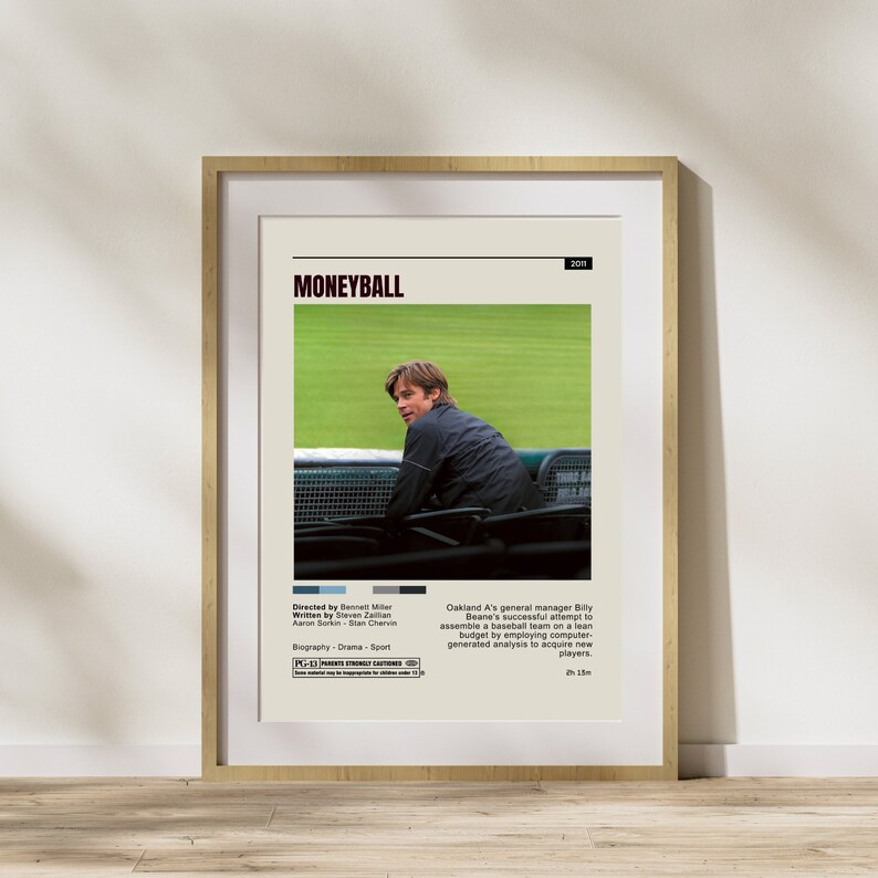 Moneyball Poster, Bennett Miller, Minimal Movie Art, Retro Movie Poster ...