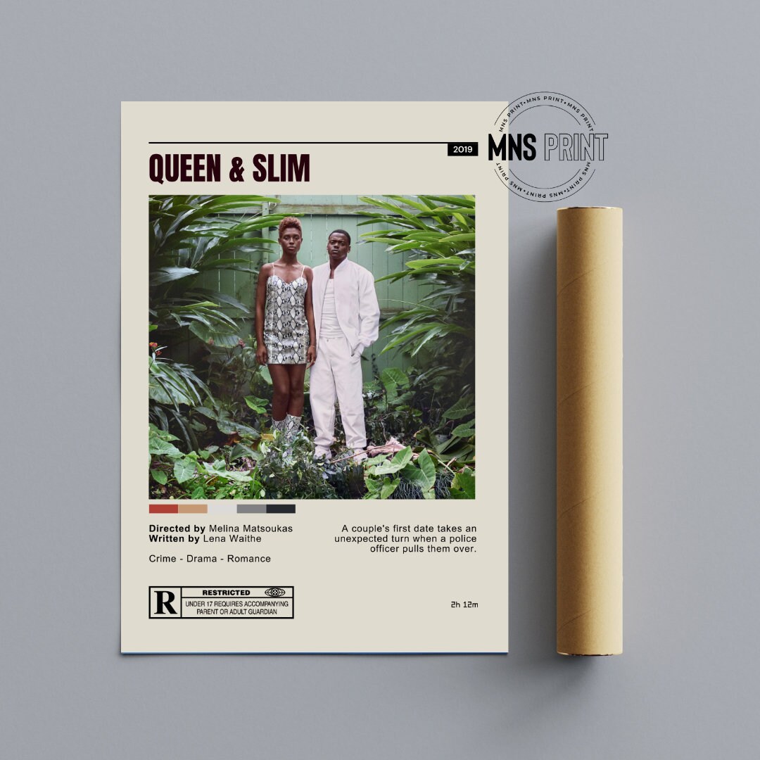 Queen & Slim Poster, Melina Matsoukas, Minimal Movie Art, Retro Movie ...
