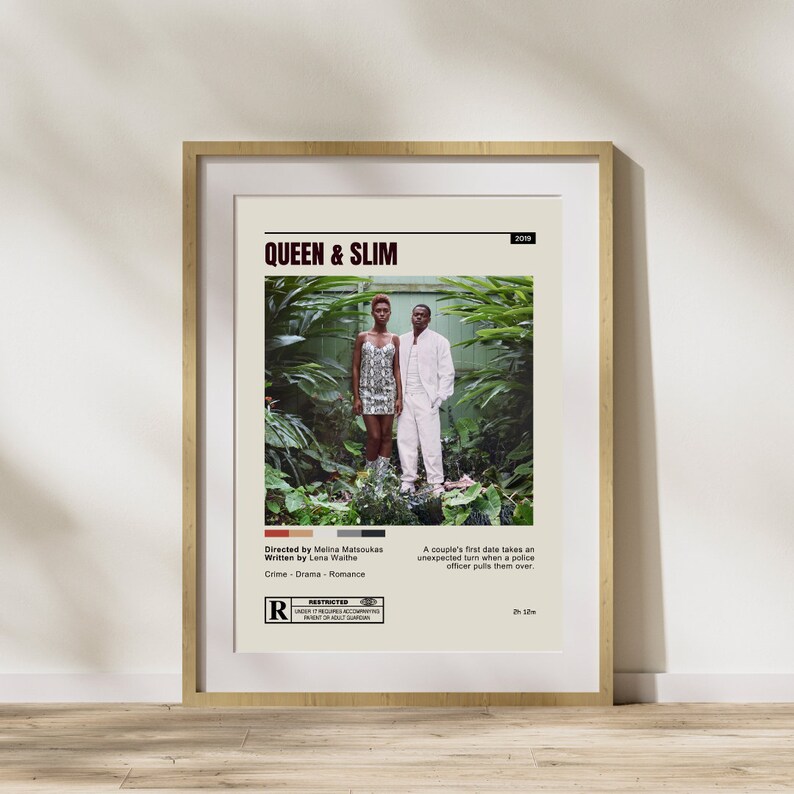 Queen & Slim Poster, Melina Matsoukas, Minimal Movie Art, Retro Movie ...