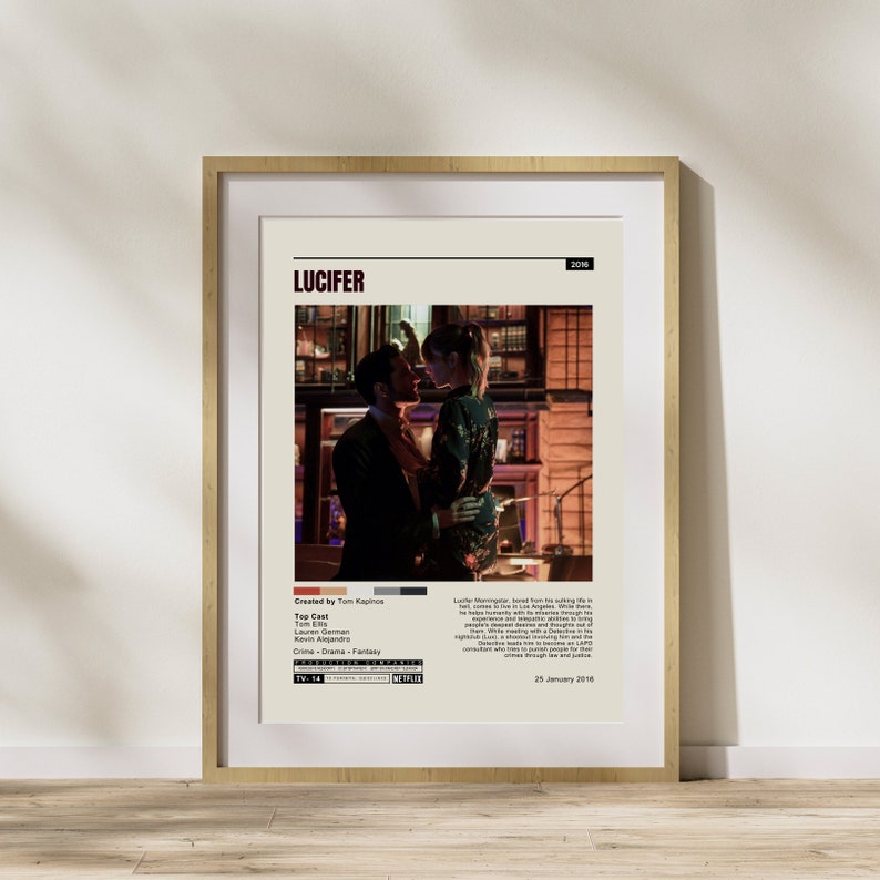 Lucifer Poster, Tom Kapinos, Tv Series, Minimal Movie Art,digital ...