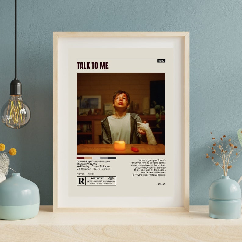 Talk to Me Poster, Danny Philippou, Minimal Movie Art, Retro Movie ...