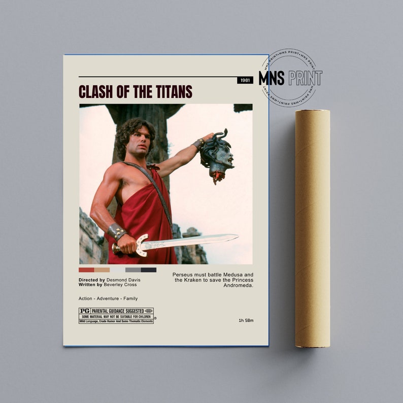 Clash of the Titans Poster, Desmond Davis, Minimal Movie Art, Retro ...