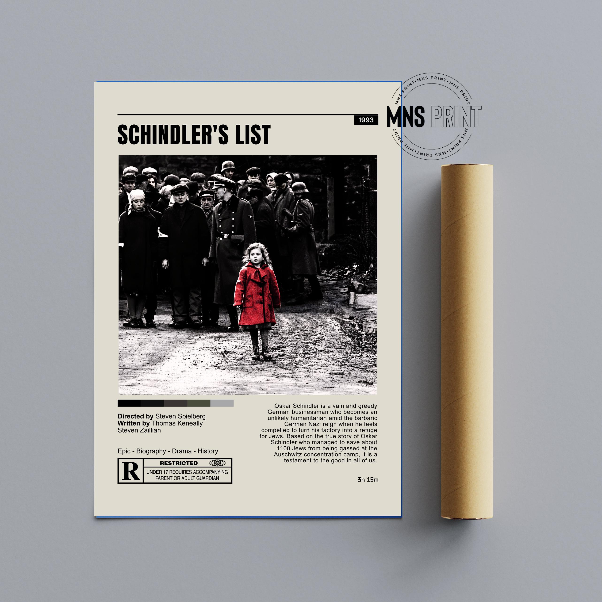 Schindler's List Poster, Steven Spielberg, Minimal Movie Art, Retro Movie Poster, Digital Print ...
