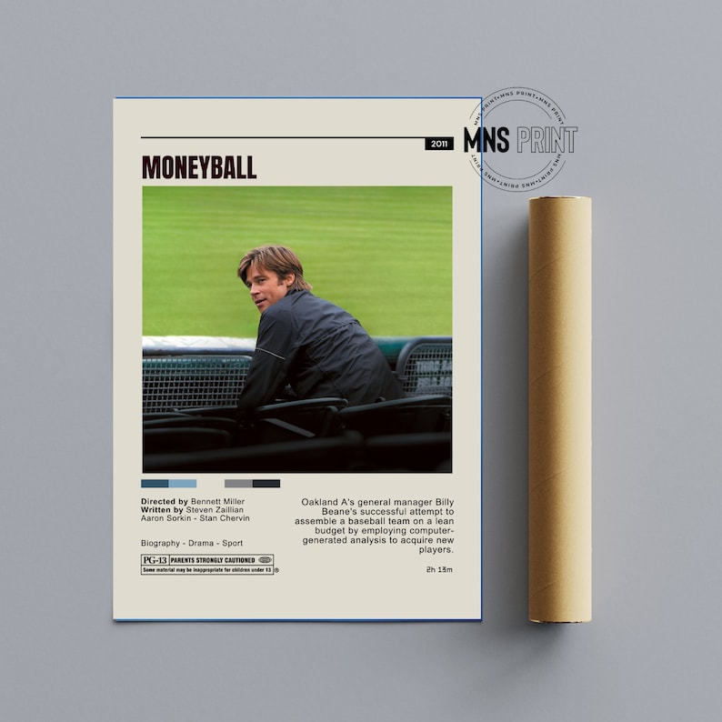 Moneyball Poster, Bennett Miller, Minimal Movie Art, Retro Movie Poster ...