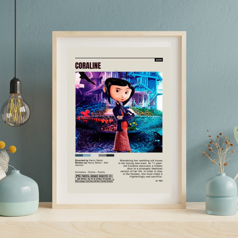 Coraline Poster, Henry Selick, Minimal Movie Art, Retro Movie Poster ...