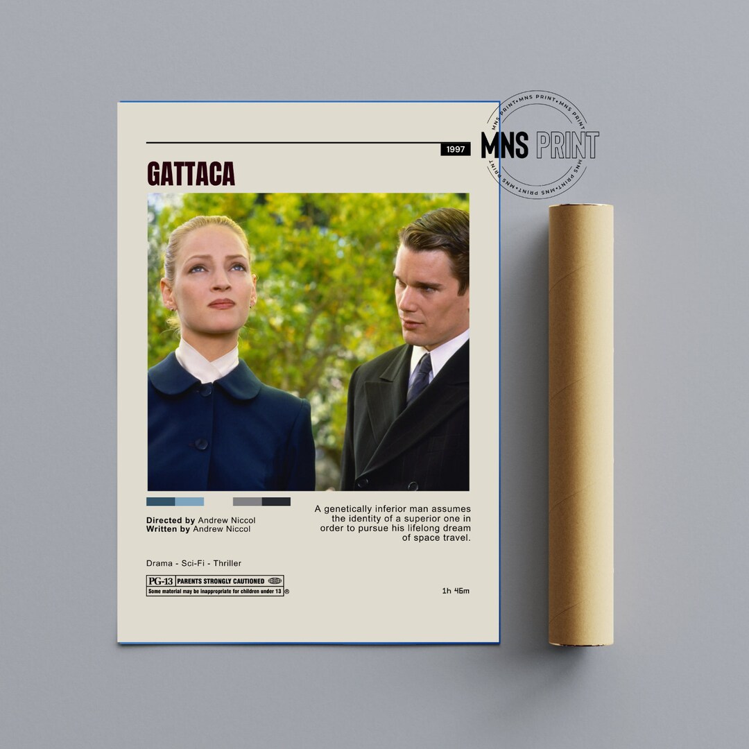 Gattaca Poster, Andrew Niccol, Minimal Movie Art, Retro Movie Poster, Digital Print, Midcentury ...