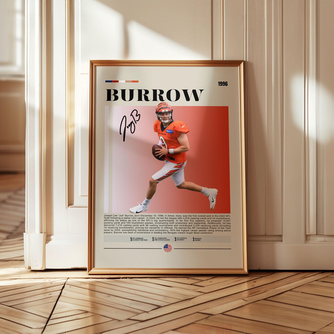 Joe Burrow Cincinnati Bengals Portrait, NFL Art Print (digital Download ...