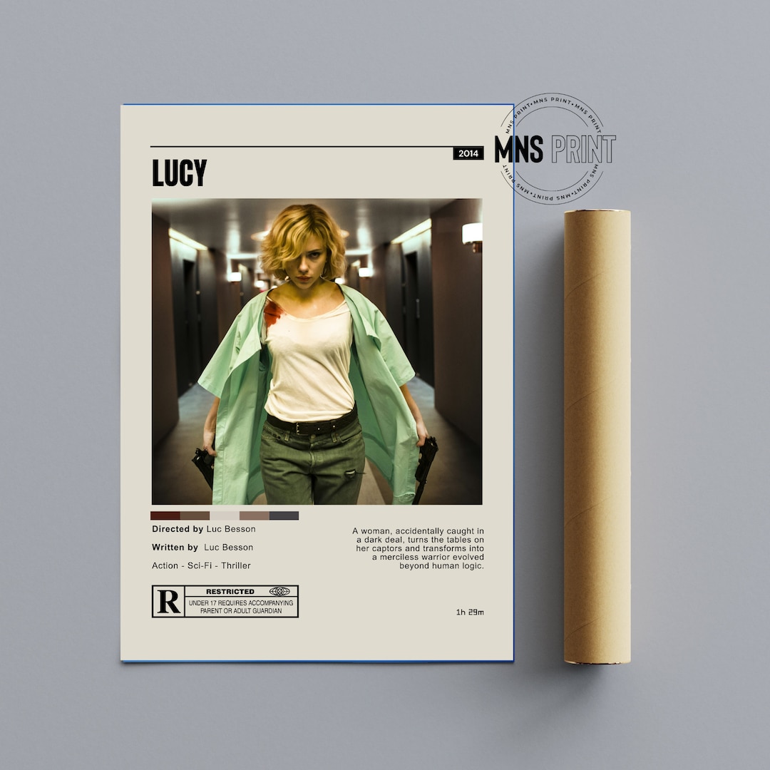 Lucy Poster, Luc Besson, Minimal Movie Art, Retro Movie Poster, Digital ...
