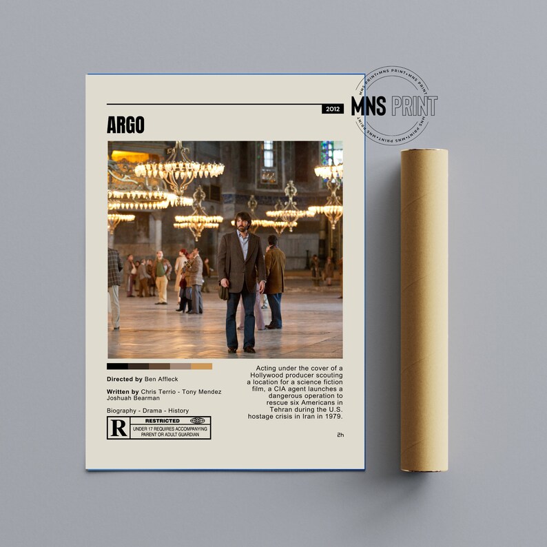 Argo Poster, Ben Affleck, Minimal Movie Art, Retro Movie Poster ...