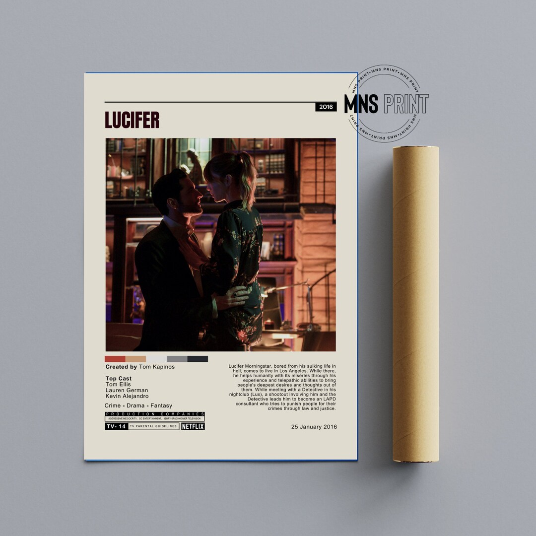 Lucifer Poster, Tom Kapinos, Tv Series, Minimal Movie Art,digital ...