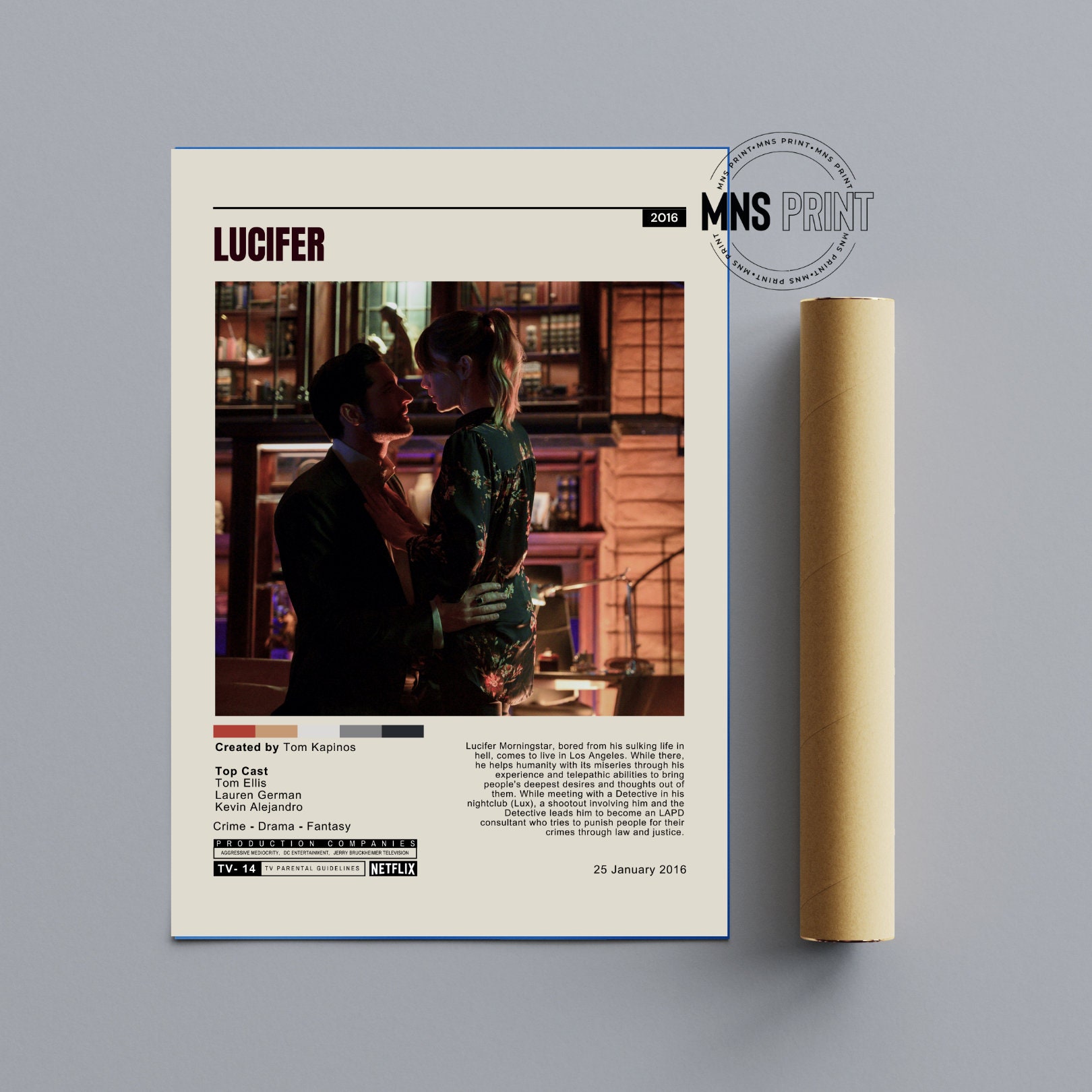 Lucifer Poster, Tom Kapinos, Tv Series, Minimal Movie Art,digital ...