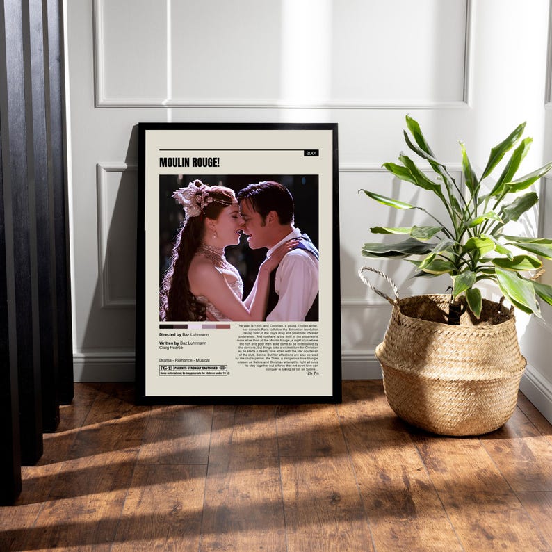 Moulin Rouge Poster, Baz Luhrmann, Minimal Movie Art, Retro Movie Poster, Digital Print ...