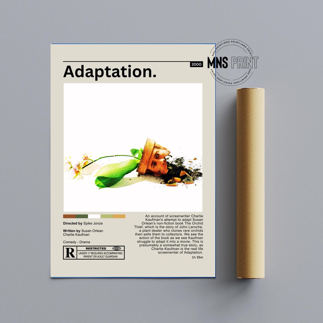 Adaptation Poster, Spike Jonze, Minimal Movie Art, Retro Movie Poster ...