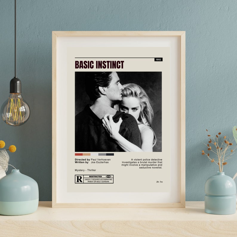 Basic Instinct Poster, Paul Verhoeven, Minimal Movie Art, Retro Movie ...