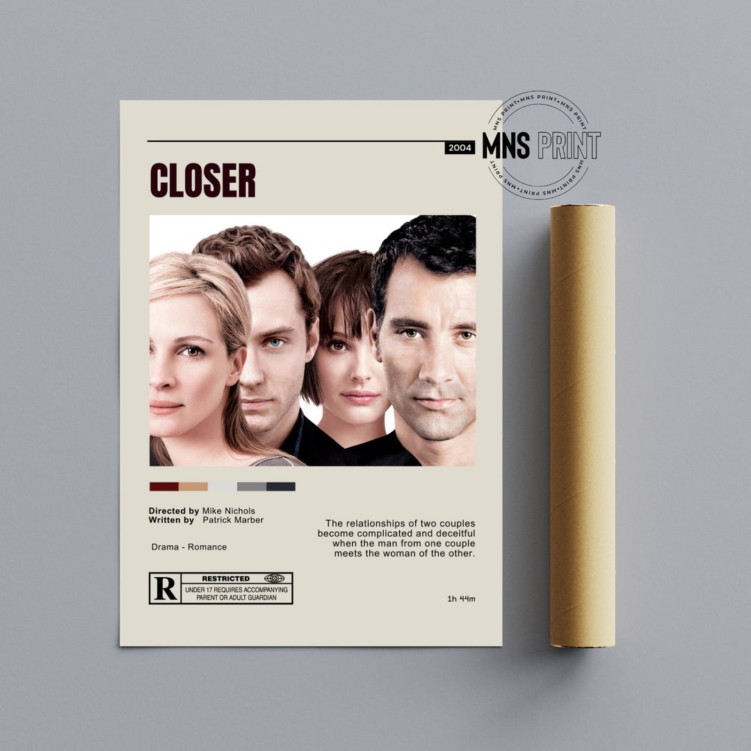 Closer Poster, Mike Nichols, Minimal Movie Art, Retro Movie Poster ...