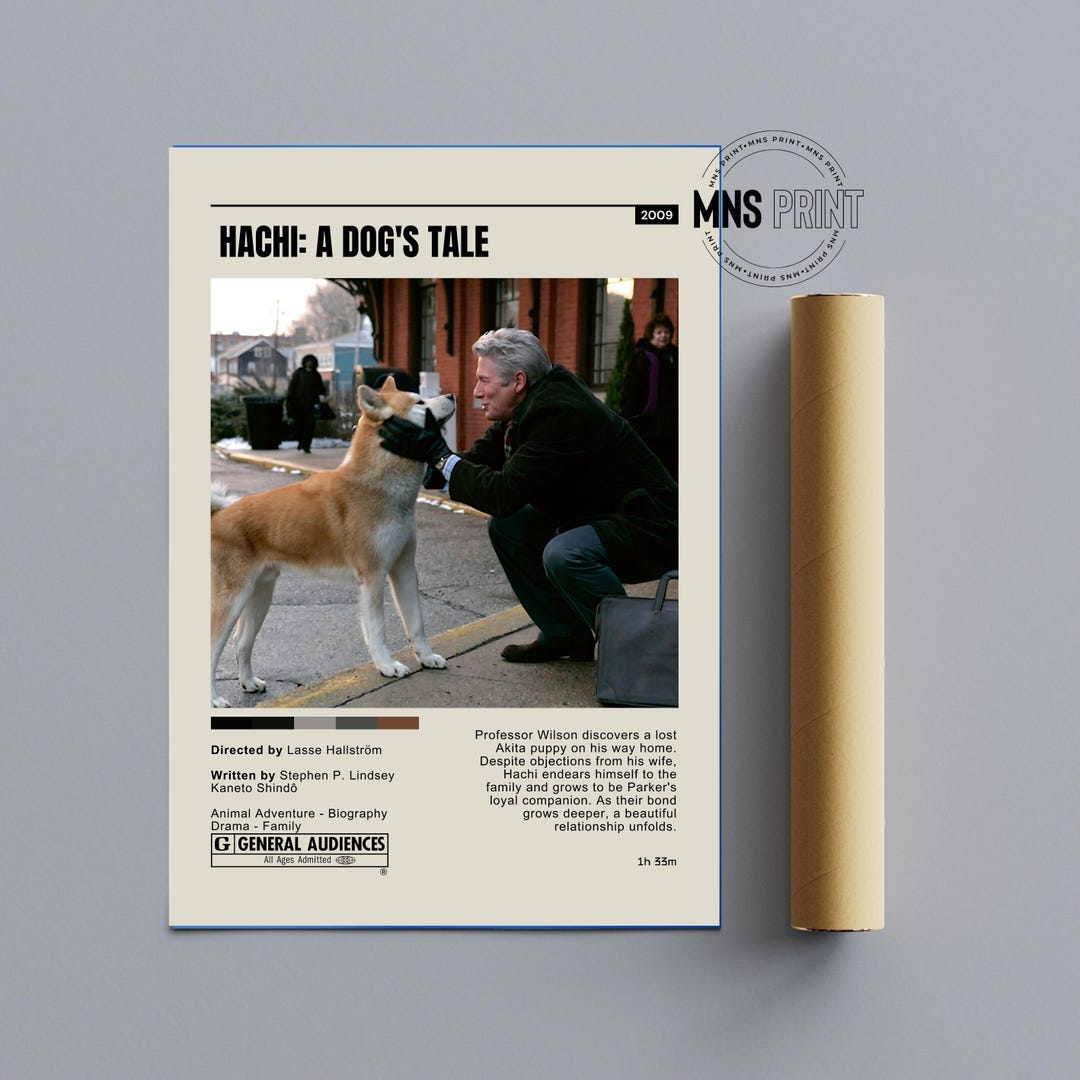 Hachi: A Dog's Tale Poster, Lasse Hallström, Minimal Movie Art, Retro ...