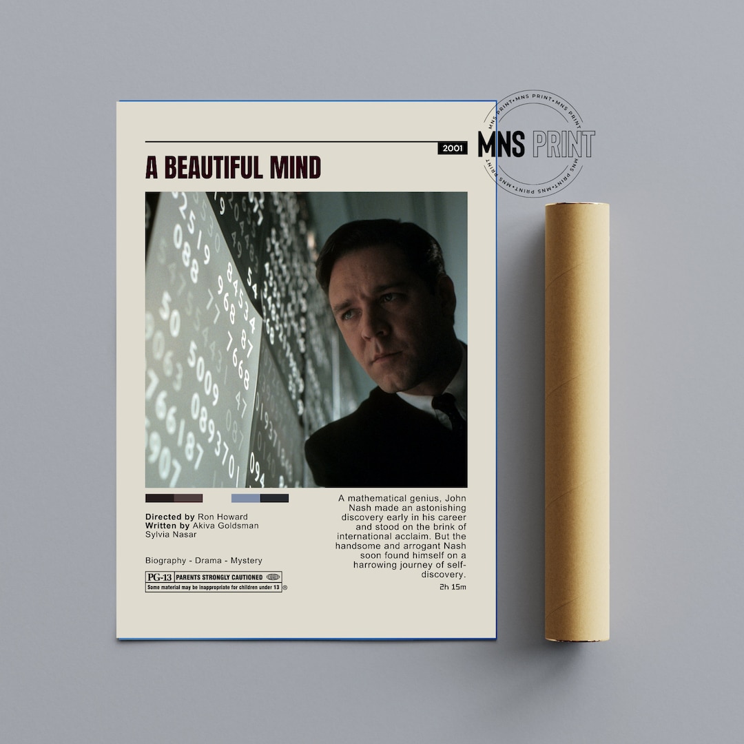 A Beautiful Mind Poster, Ron Howard, Minimal Movie Art, Retro Movie ...