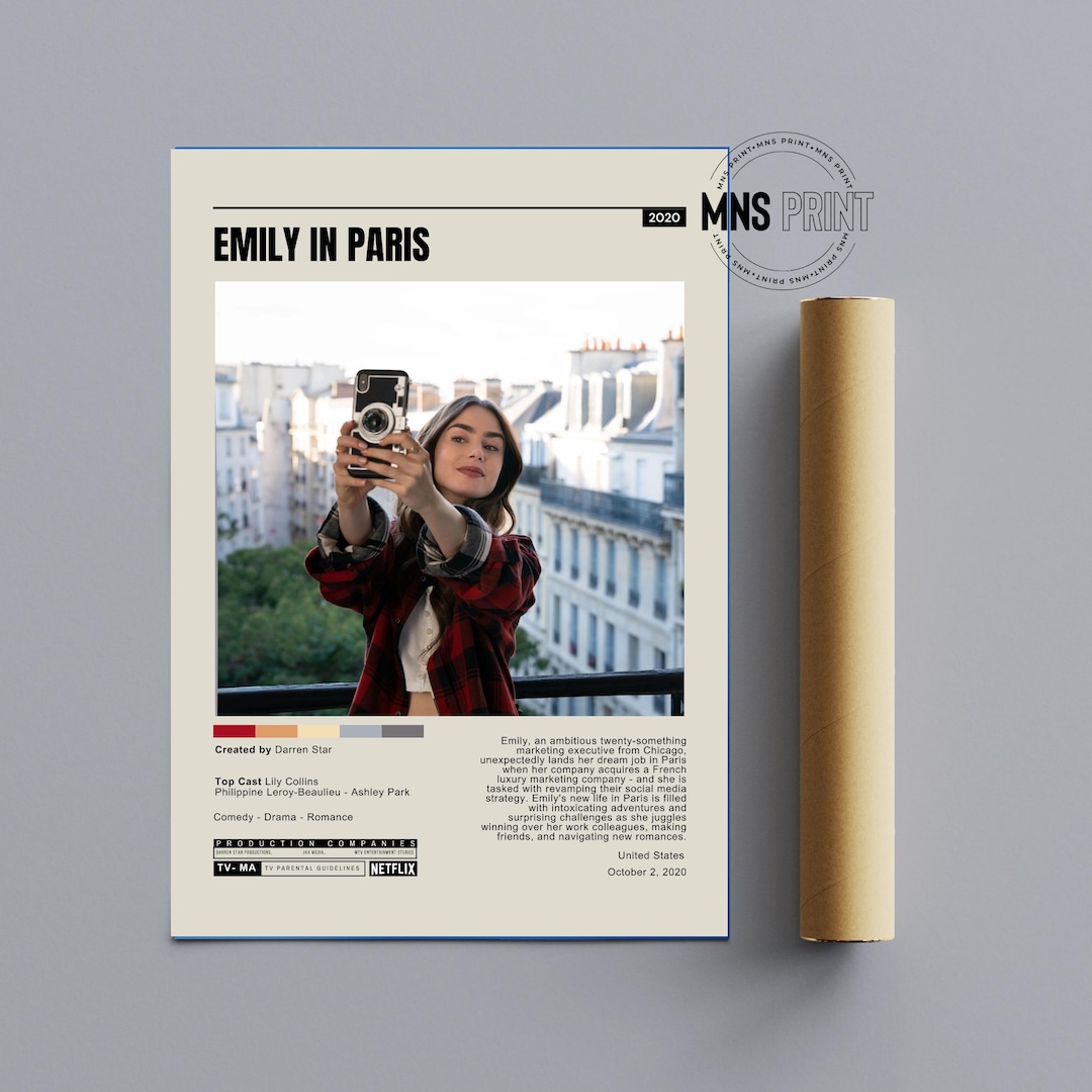 Emily in Paris Poster, Darren Star, Tv Series, Minimal Movie Art, Retro ...