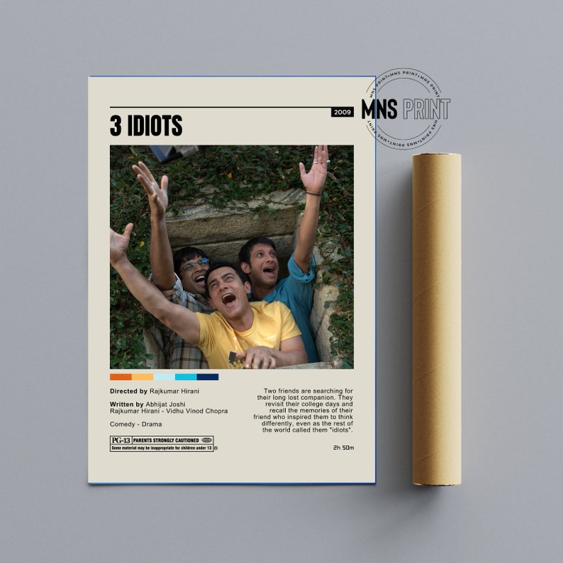 3 Idiots Poster,rajkumar Hirani, Minimal Movie Art, Retro Movie Poster ...