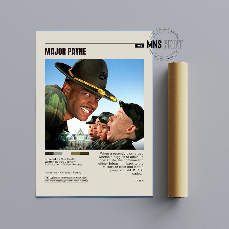 Major Payne Poster, Nick Castle, Minimal Movie Art, Retro Movie Poster ...