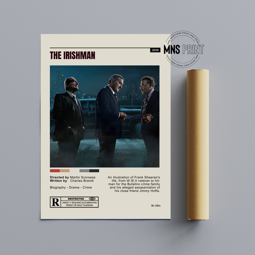 The Irishman Poster, Martin Scorsese, Minimal Movie Art, Retro Movie ...
