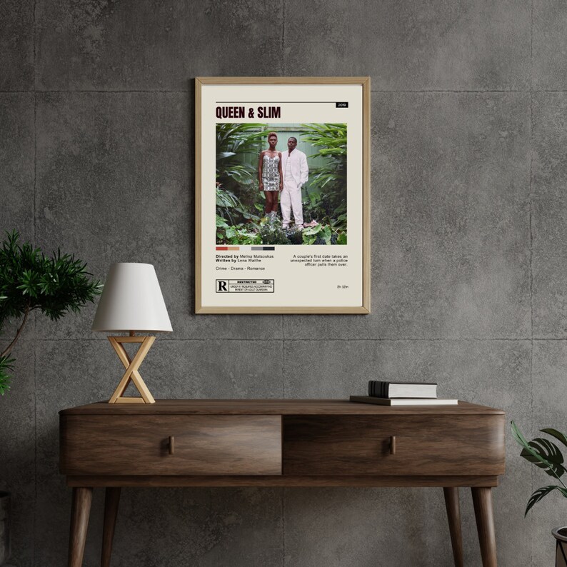 Queen & Slim Poster, Melina Matsoukas, Minimal Movie Art, Retro Movie ...