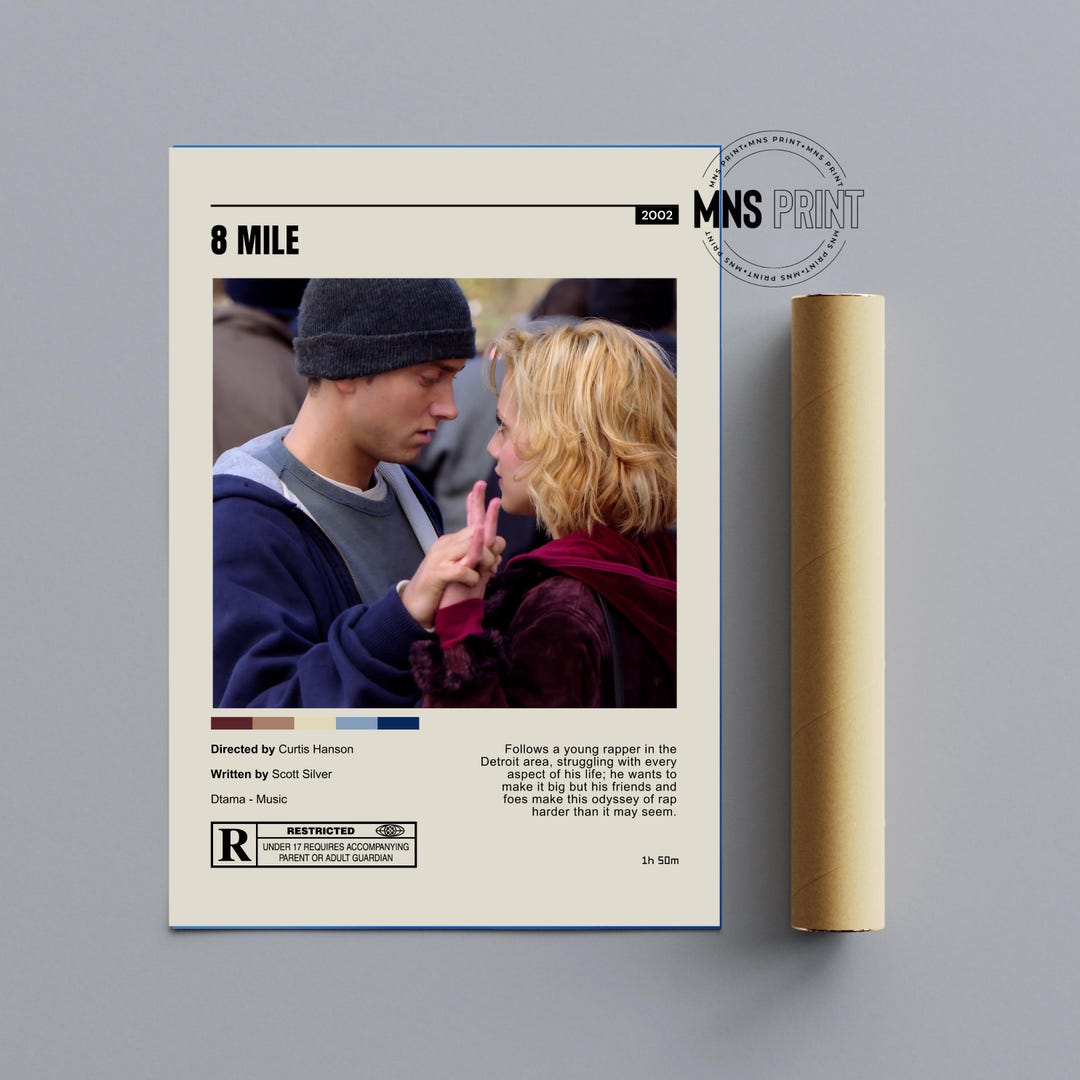 8 Mile Poster, Curtis Hanson, Minimal Movie Art, Retro Movie Poster ...