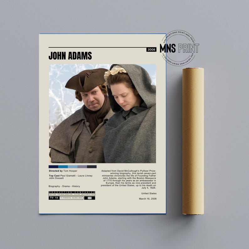 John Adams Poster, Tom Hooper, Tv Series, Minimal Movie Art, Retro ...
