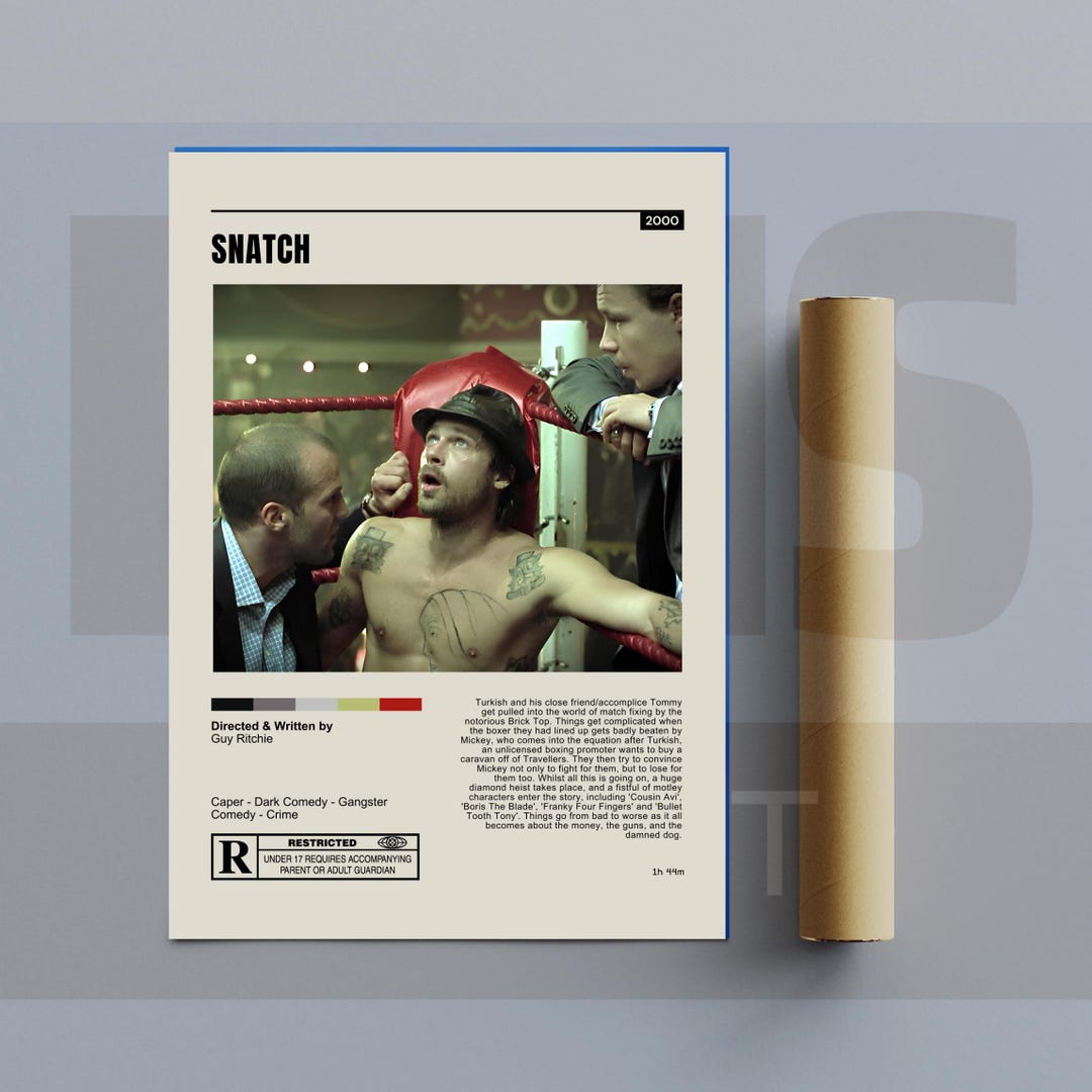 Snatch Poster, Guy Ritchie, Minimal Movie Art, Retro Movie Poster ...