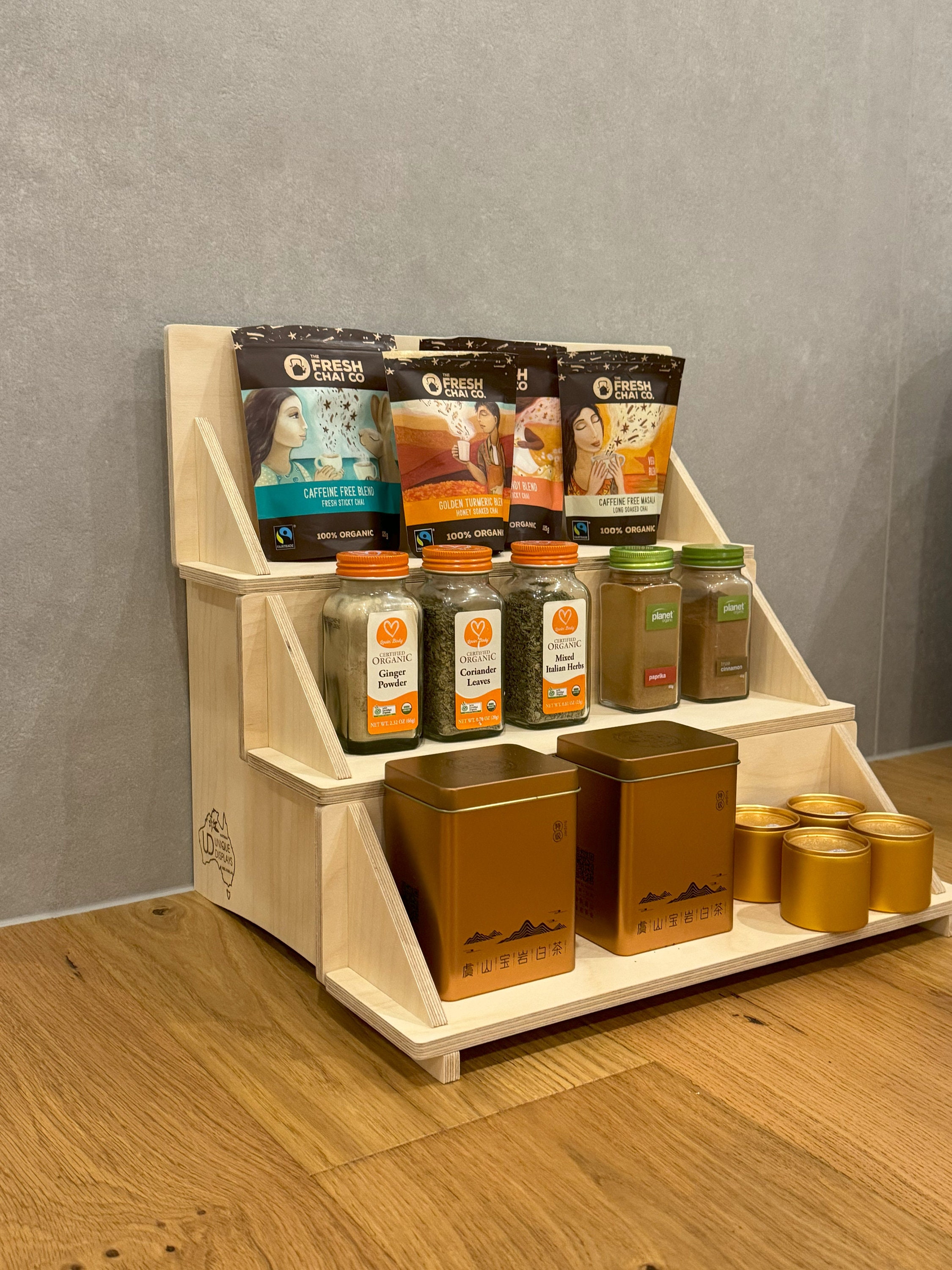 Wooden Countertop Display Stand MATE-3 Plywood Riser Timber Shelf ...