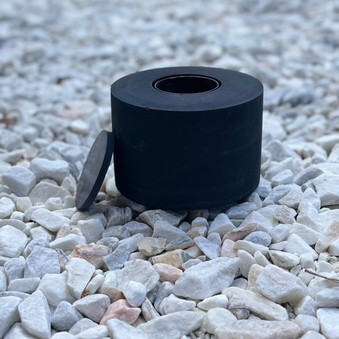 Black Concrete/cement Table Top Fire Pit With Lid and Cup | Table ...