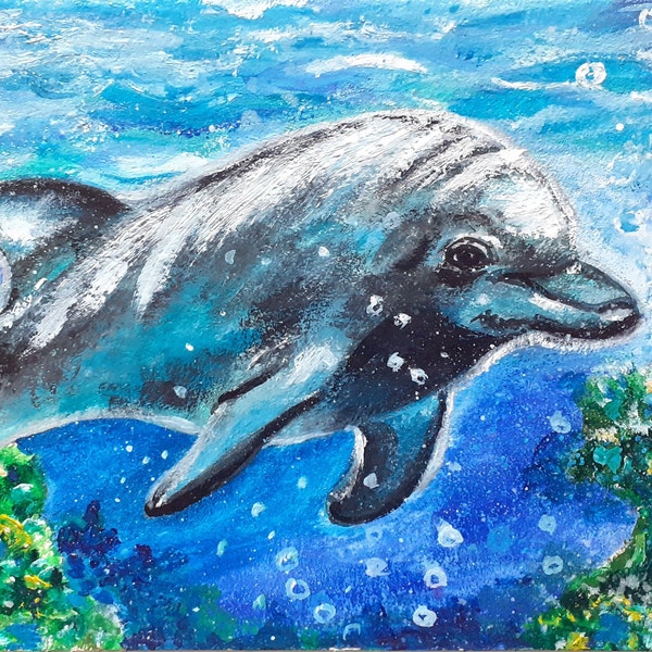 Dolphin Painting - Etsy