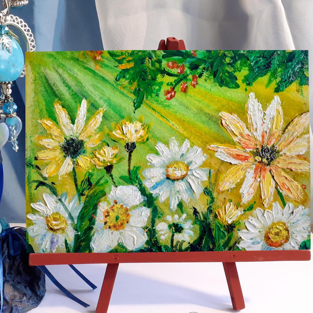 Daisy Painting Wildflowers Meadow Painting Flowers Impasto Artwork ...