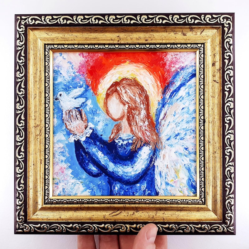 Light Blue Angel Painting - Etsy