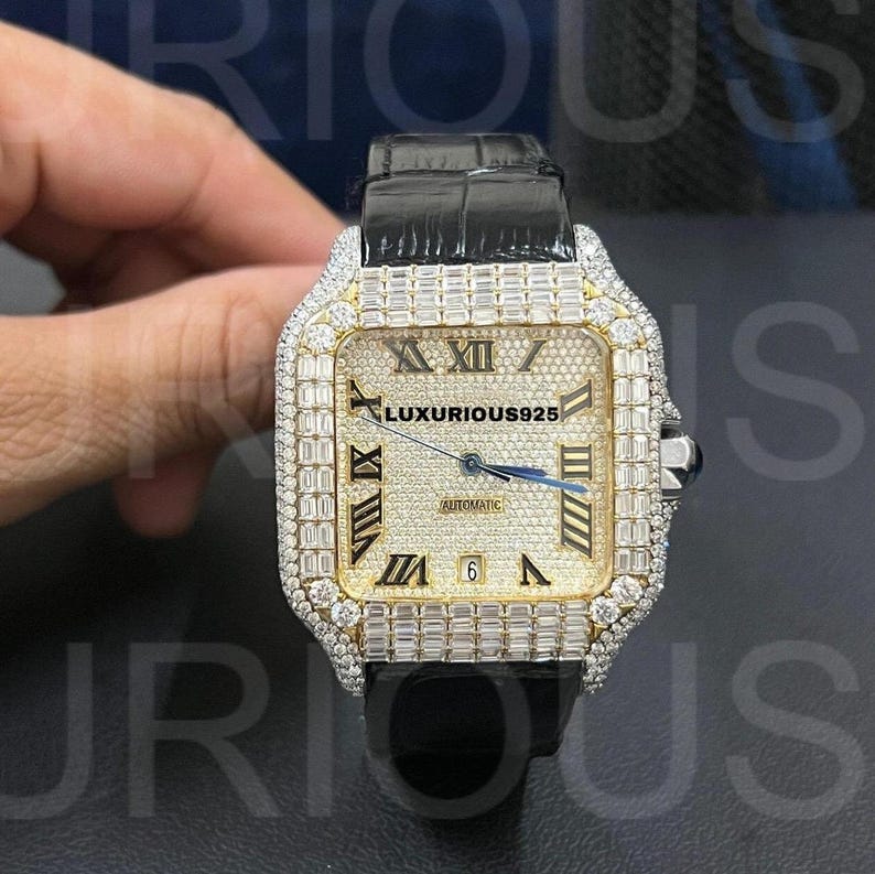 Premium VVS Moissanite Diamond Watch Automatic Movement Watch Fully ...