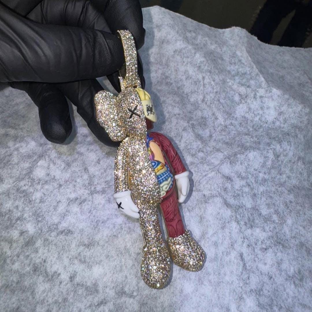 Custom 3D VVS Moissanite Cartoon Pendant 925 Silver Handmade Enamel ...