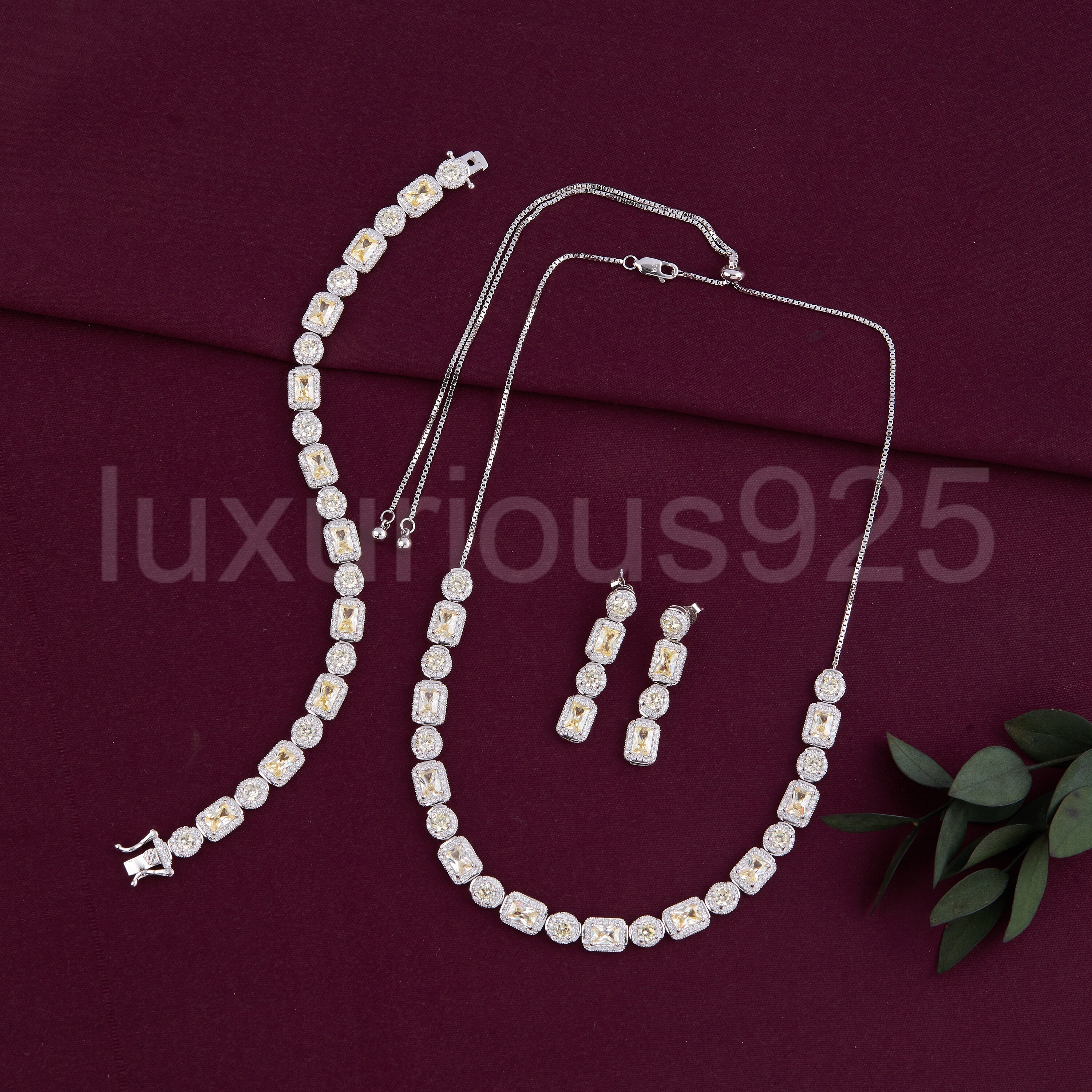 Necklace Set Bridal Jewellery Floral Necklace 925 Sterling Silver November Moissanite Wedding Jewellery Bib Necklace Gift for Her Etsy