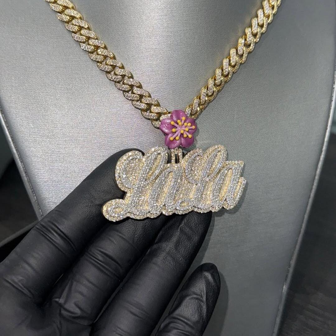 Men's Real VVS Diamond Letter Name Pendant With Custom Bail 925 Silver ...