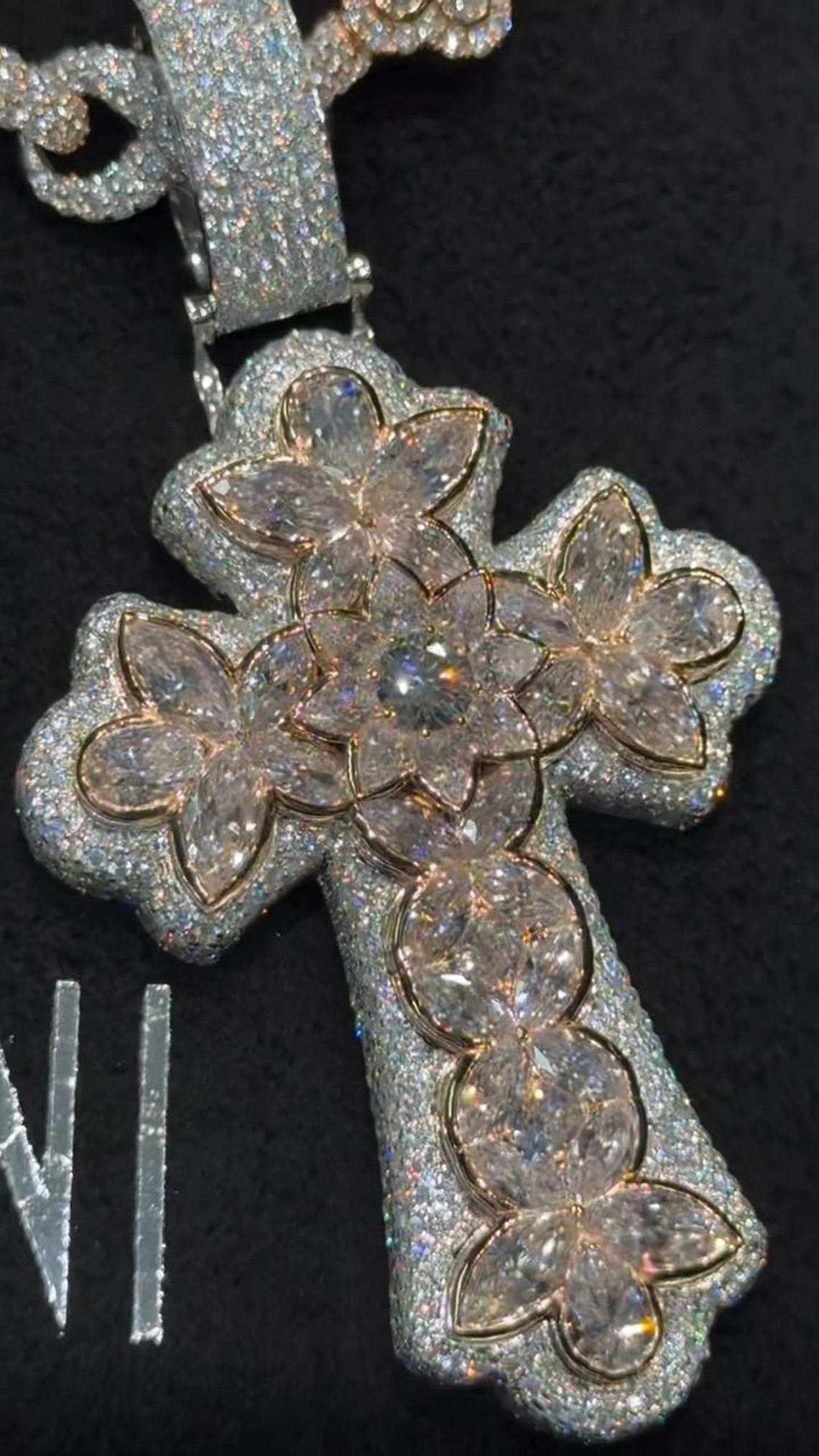 Men's Iced Out VVS Moissanite Diamond Cross Pendant 925 Silver Hip Hop ...
