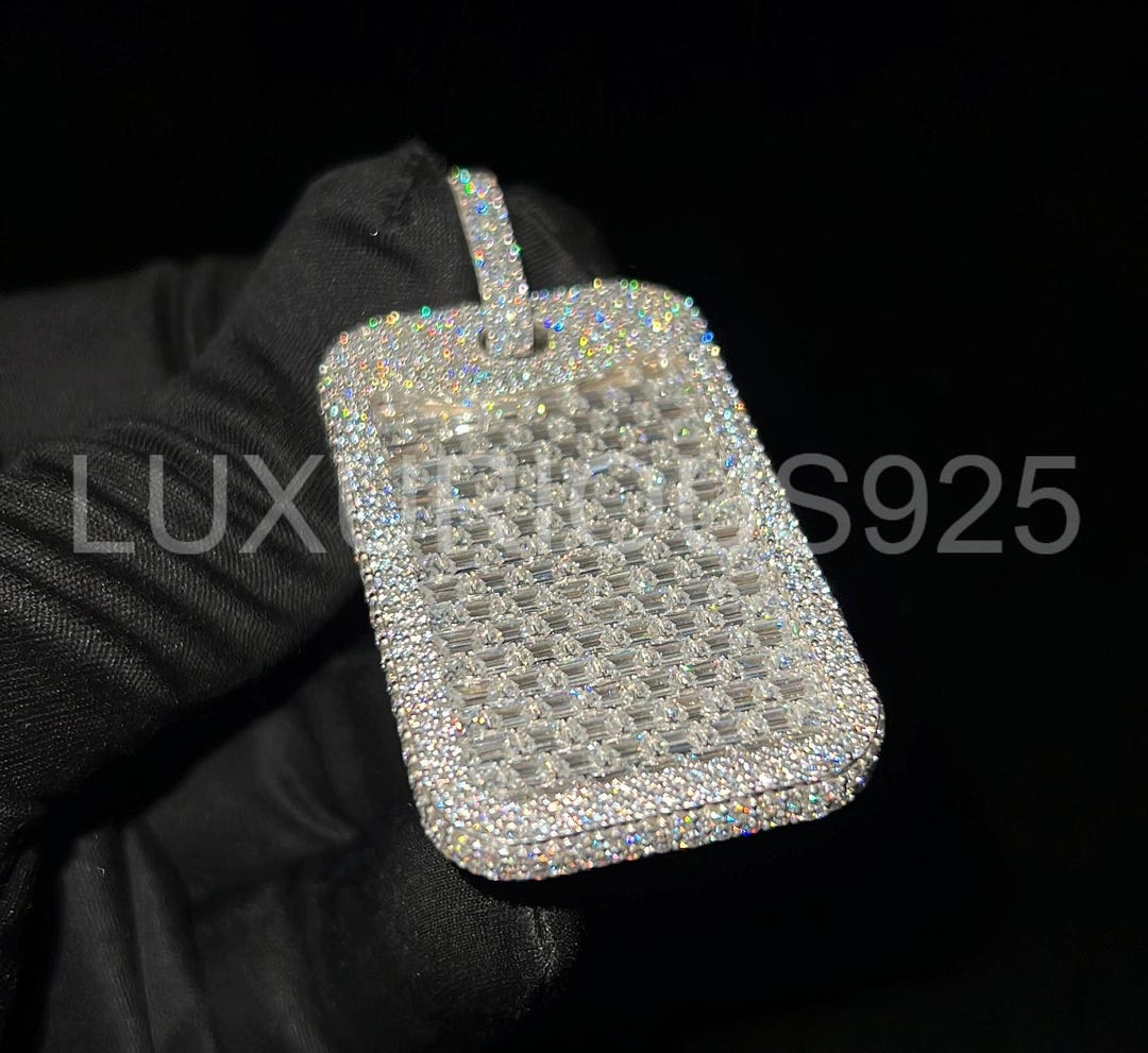 Fully Iced Out Money Bag VVS Pendant 925 Silver Hip Hop Customized ...