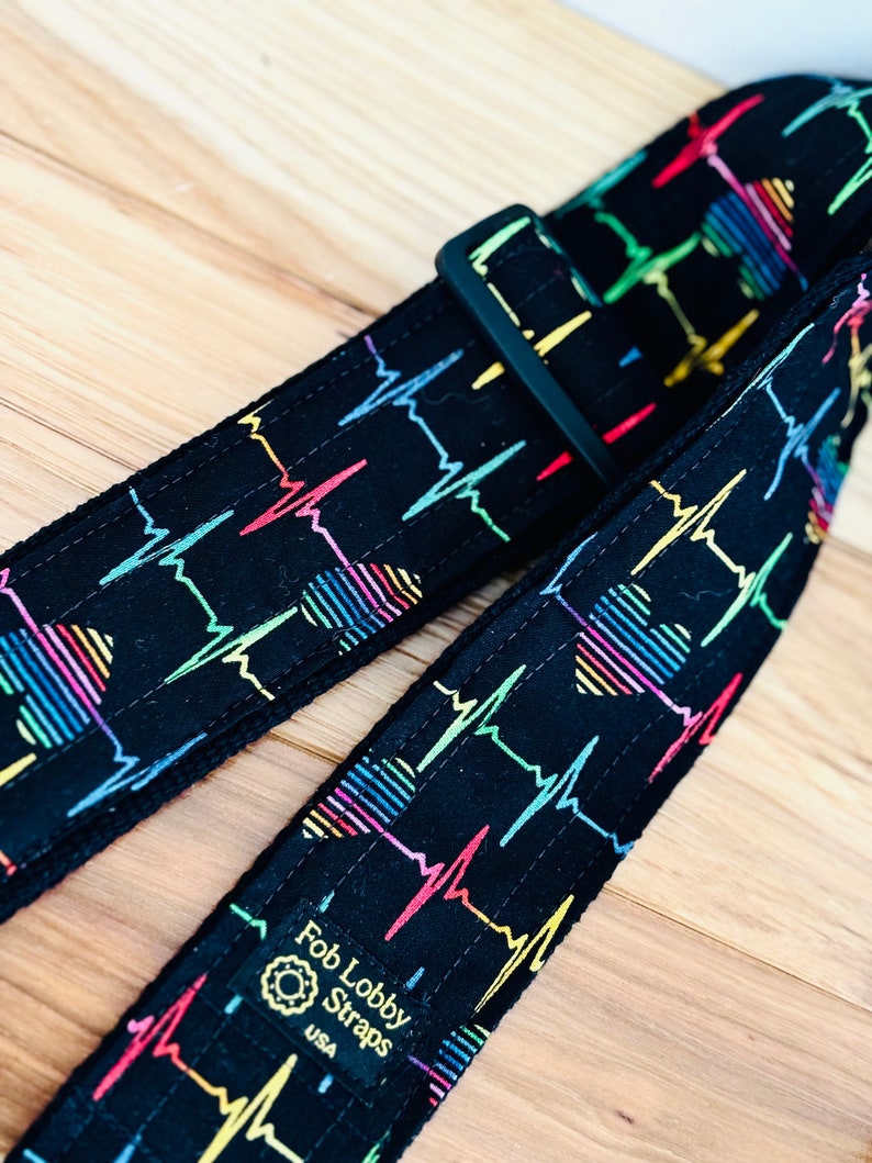 Sound Waves Guitar Strap, Neon Guitar Strap, 3 Strap Lengths, Acoustic ...