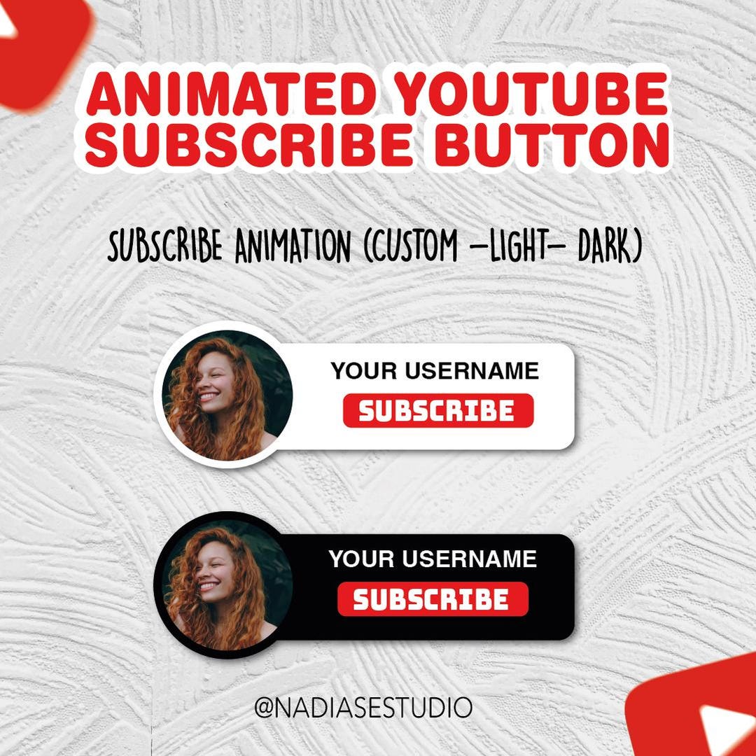 Custom Animated Subscribe Button for Youtube Video Overlay in Light or Dark Theme - Etsy