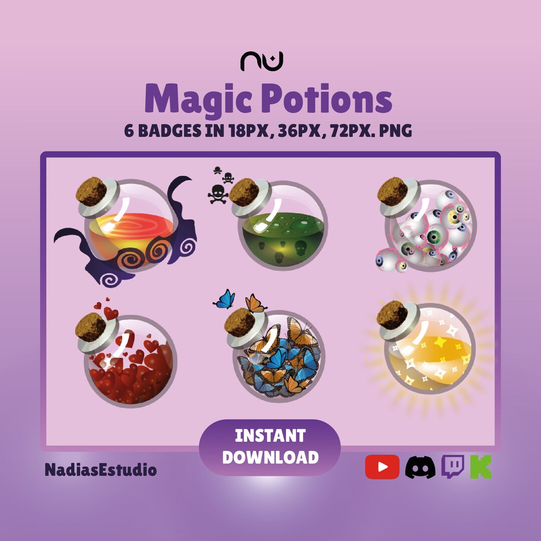 6 Unique Magic Potion Badge Pack for Twitch Halloween, Discord, and ...