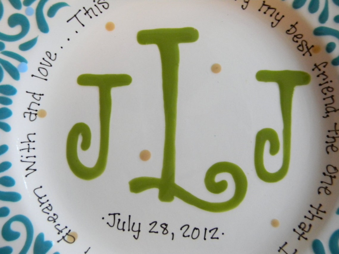 Handpainted Platter - Monogrammed Plate - Wedding Gift - Etsy