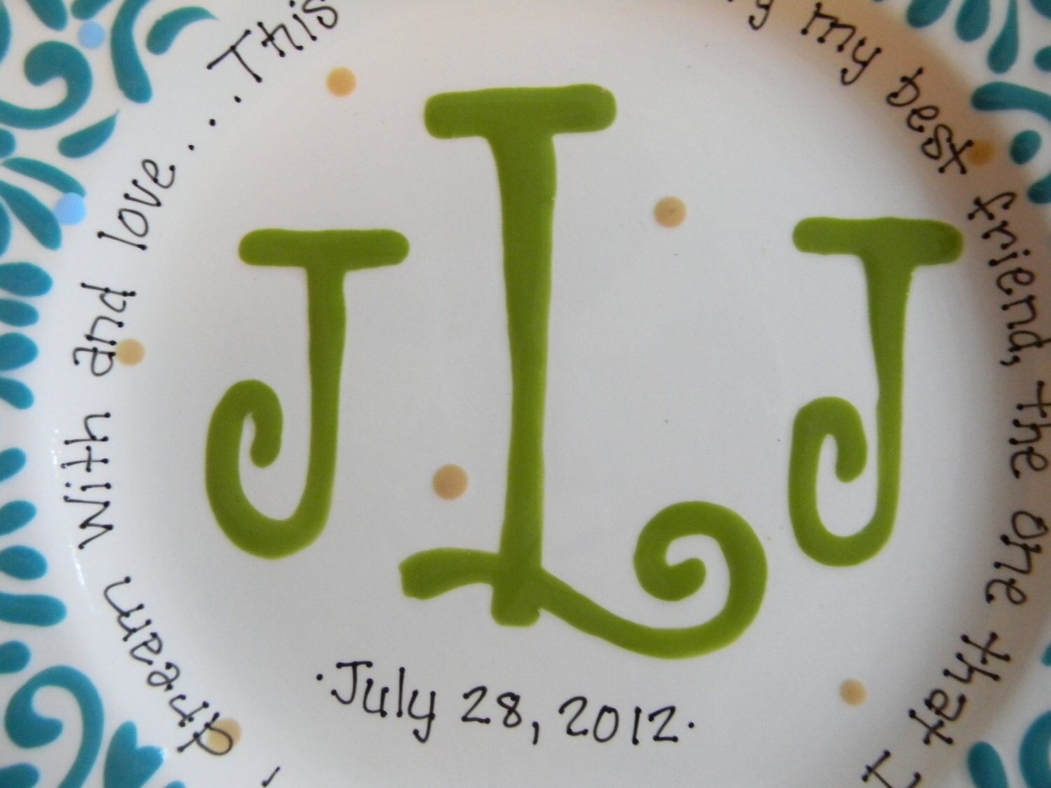 Handpainted Platter Monogrammed Plate Wedding Gift - Etsy