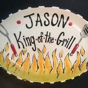 Personalized BBQ King of the Grill Platter for Dad, Uncle, Grandpa or ...