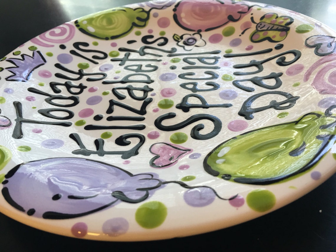 Personalized Birthday Plate Purple and Green Personalized 8 - Etsy