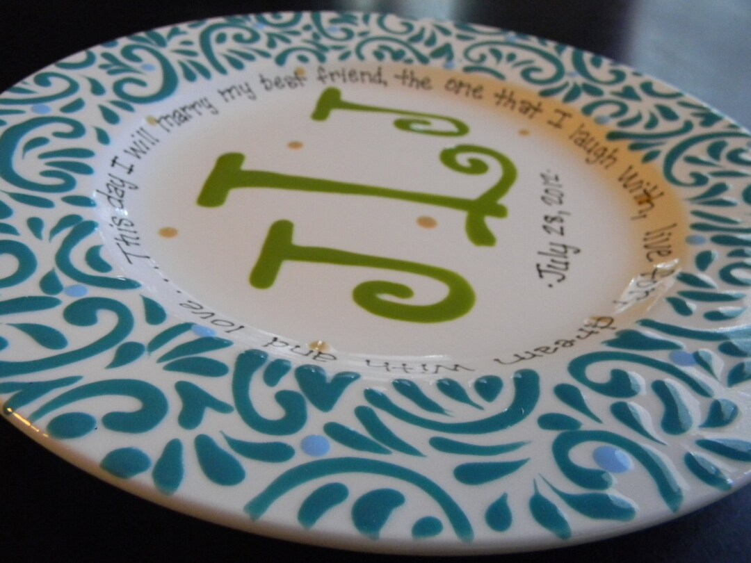 Handpainted Platter - Monogrammed Plate - Wedding Gift - Etsy