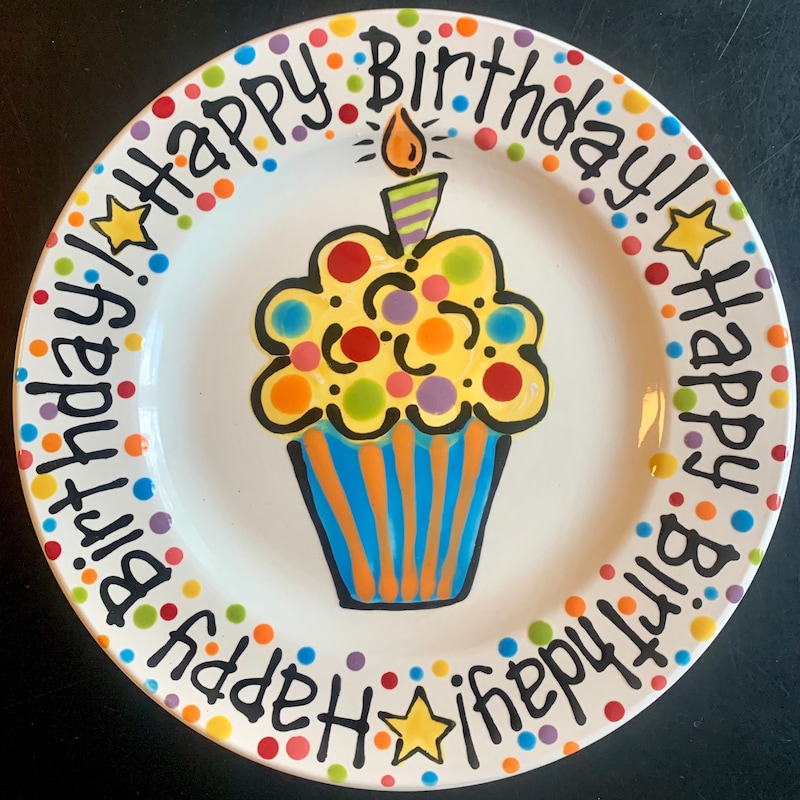 Happy Birthday Plate - Etsy