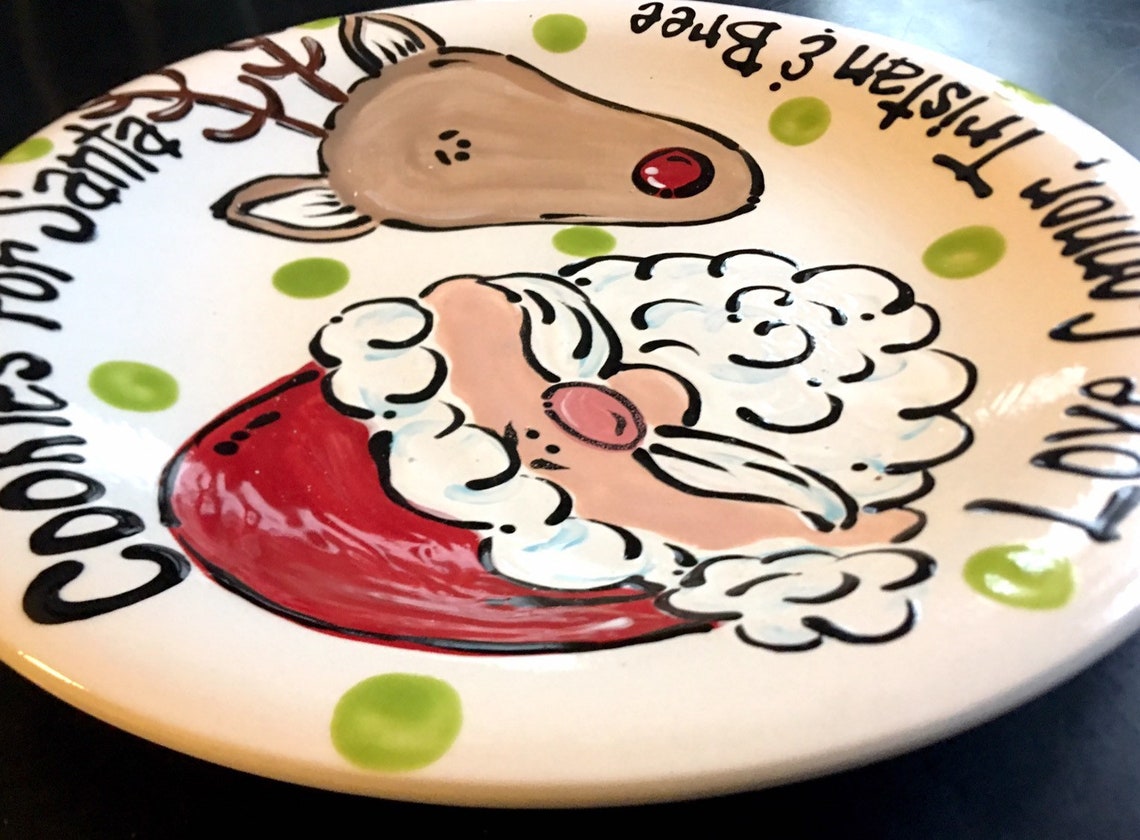 Hand Painted Santa and Rudolph Plate - Treats for Santa - ~ 10" - Etsy